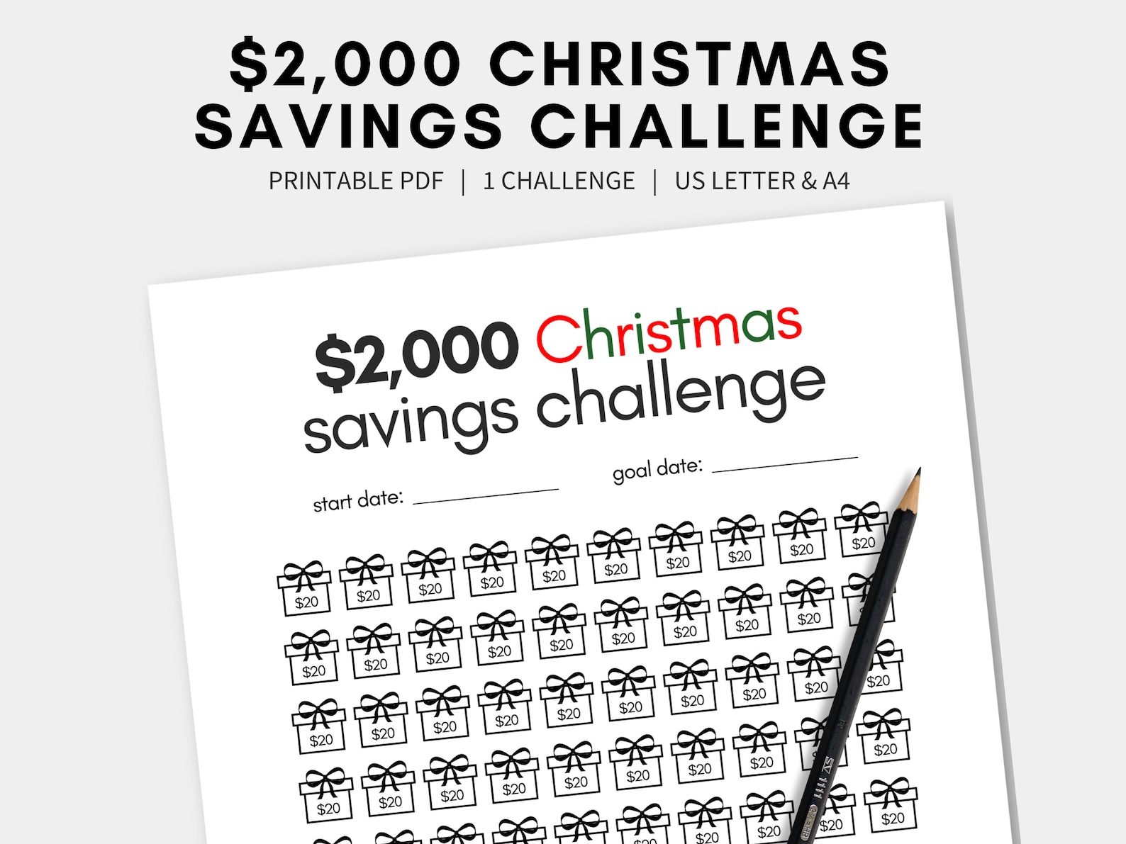 Christmas Savings Challenge Printable, Christmas Savings Tracker ...