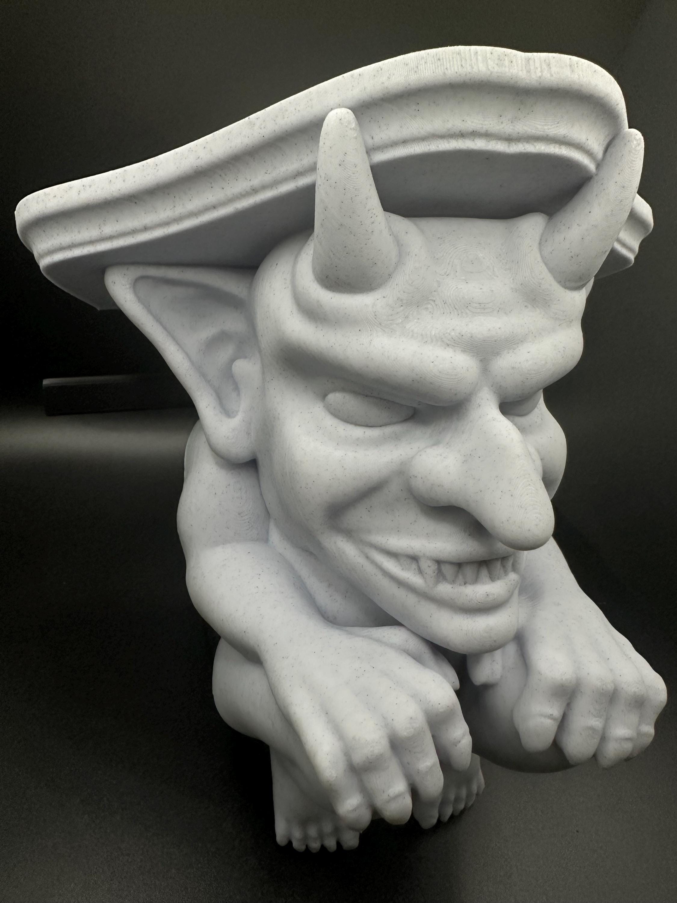 Gothic Wall Art – Gargoyle Shelf With Horns, Handmade 3D Print for ...