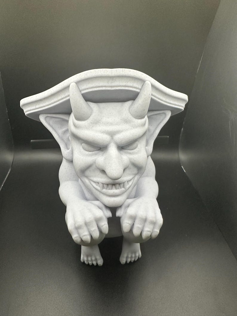 Gothic Wall Art – Gargoyle Shelf With Horns, Handmade 3D Print for ...