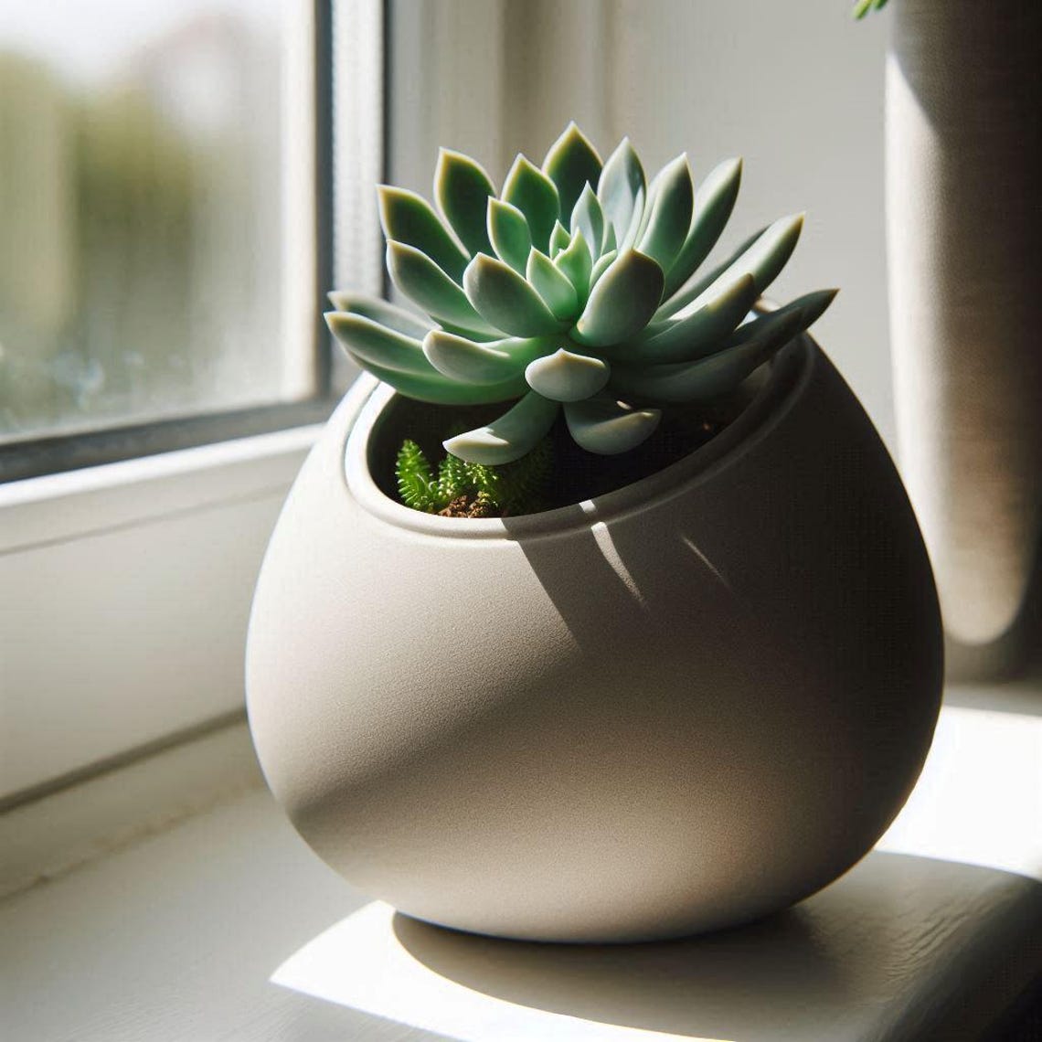 Modern Round Slanted Planter – Unique Indoor Outdoor Succulent Pot ...