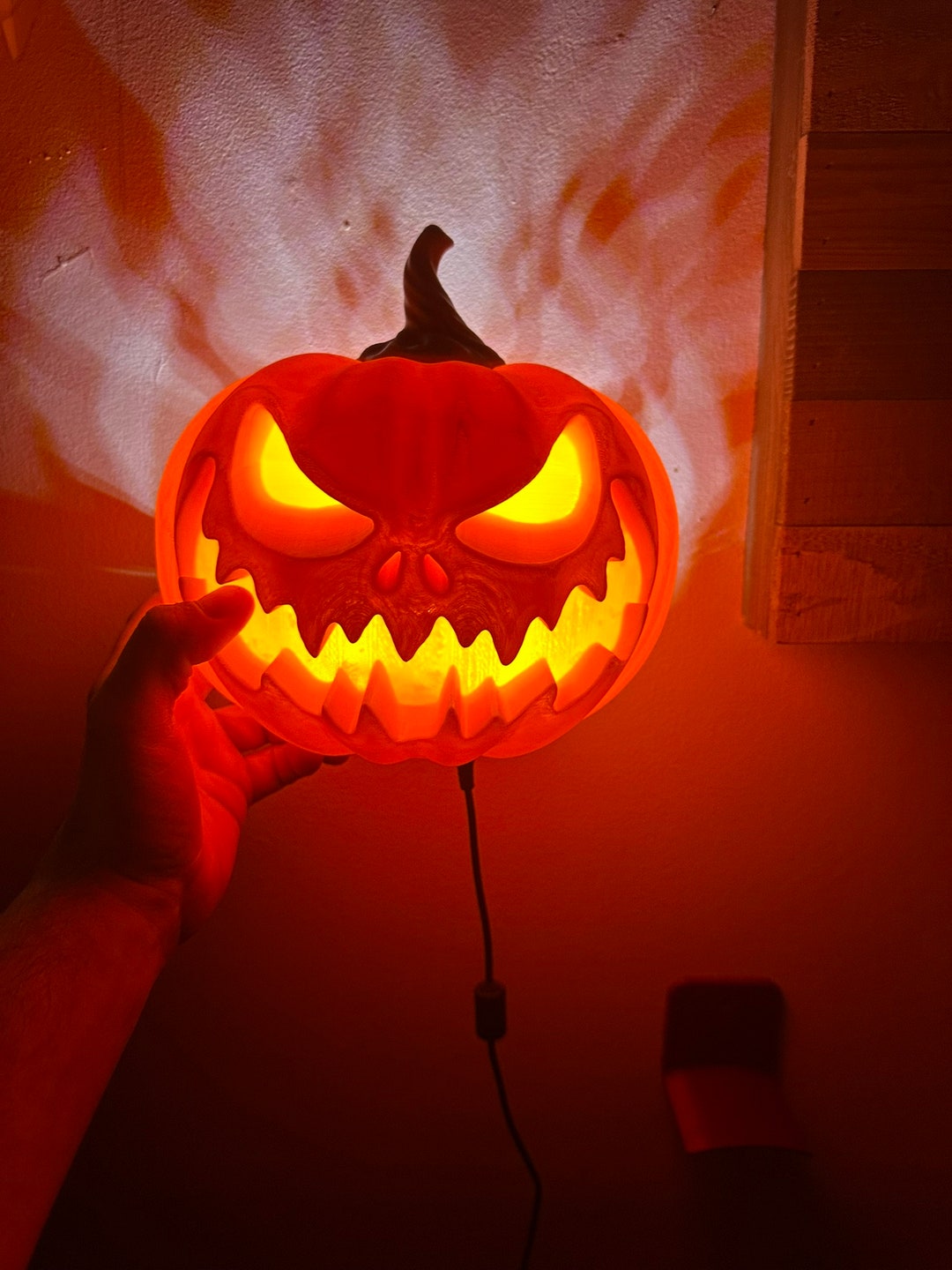 Light-up Pumpkin Head With Flame Projection - Etsy