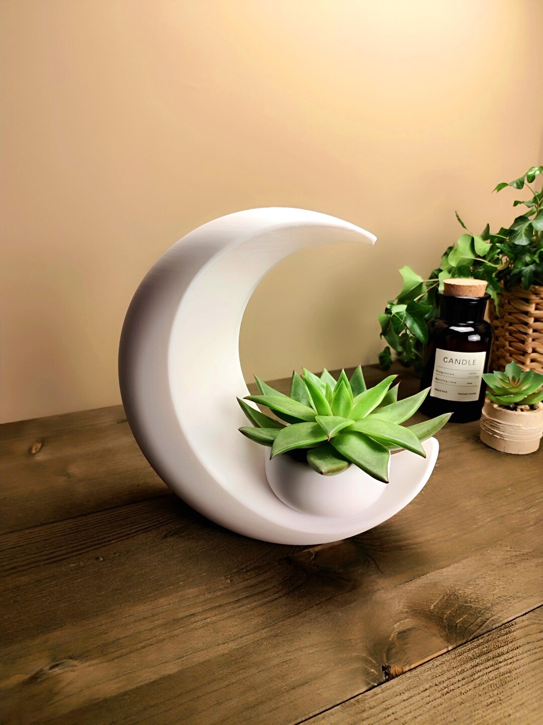 Crescent Moon Planter - Whimsical Succulent Holder - Etsy