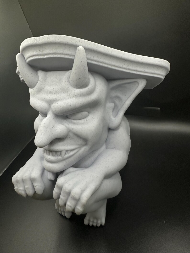 Gothic Wall Art – Gargoyle Shelf With Horns, Handmade 3D Print for ...