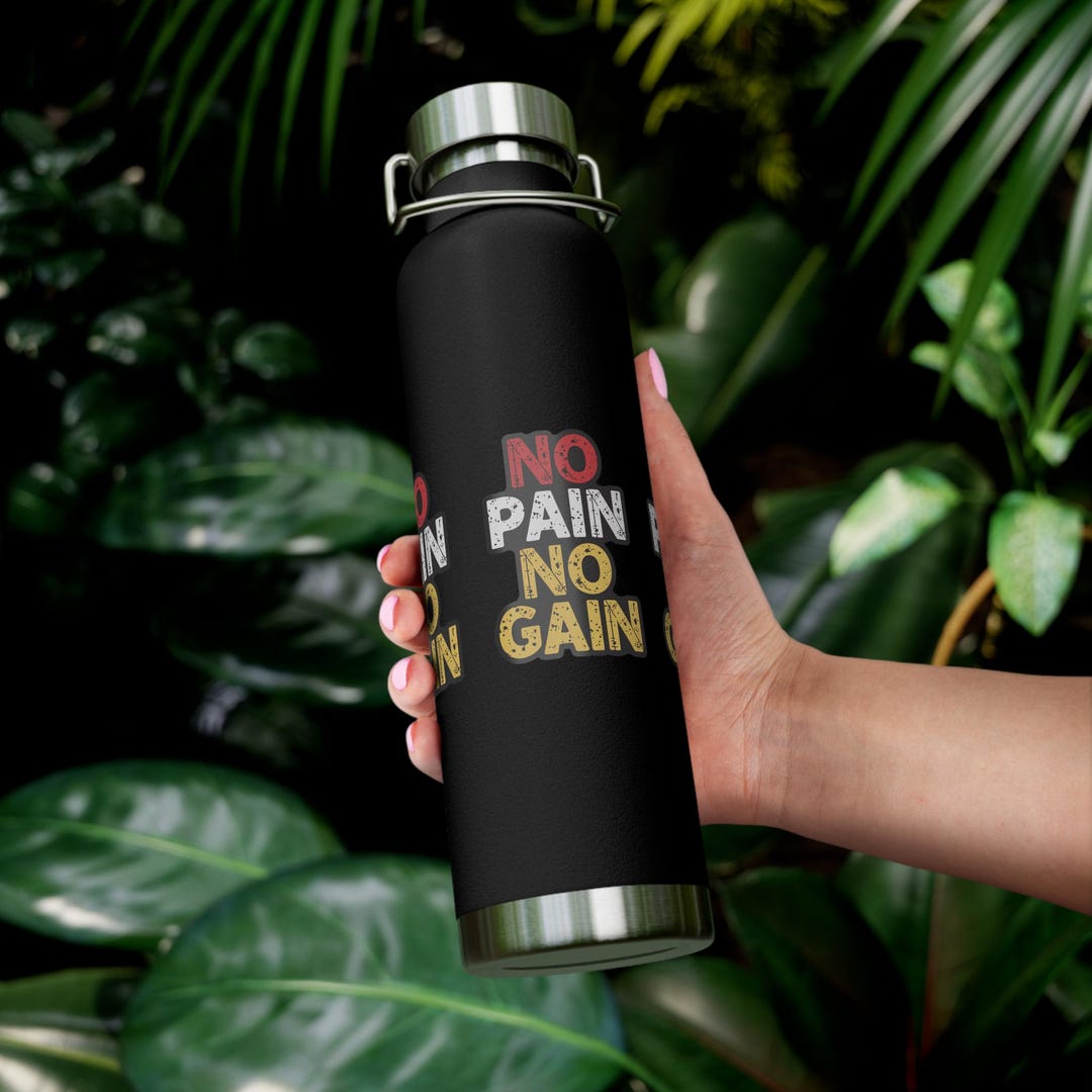 No Pain No Gain Insulated Water Bottle, Fitness Motivation Bottle, Gym ...