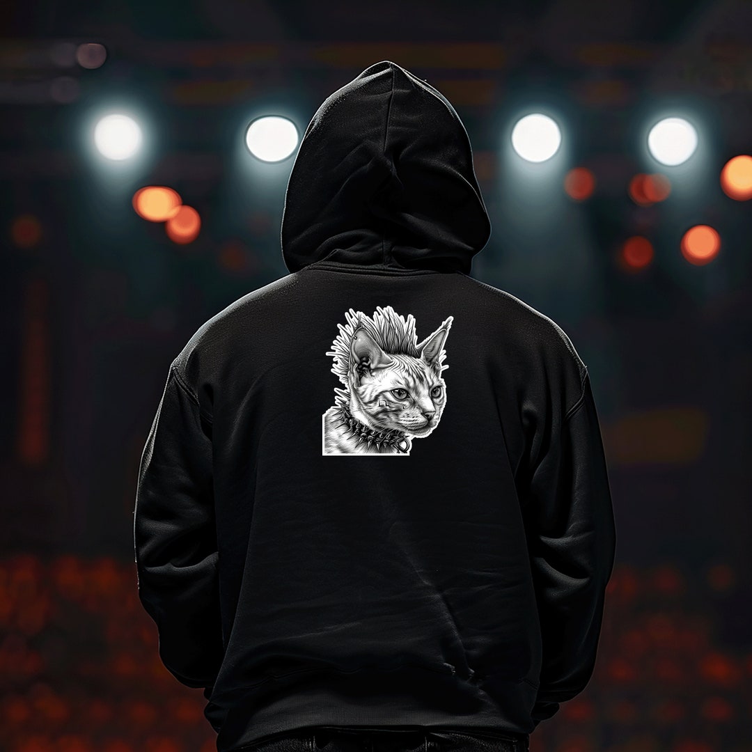 Punk Rock Cat Hoodie, Punk Rock, Punk Cat, Rebel Cat, Alternative ...