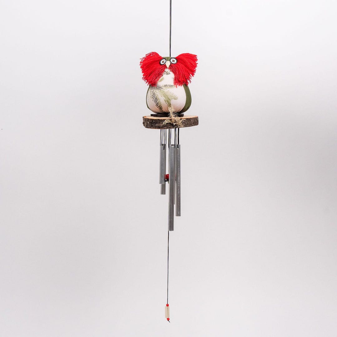 Handcrafted Owl Wind Chime One of a Kind, Upcycled Fabric, Eco-friendly ...