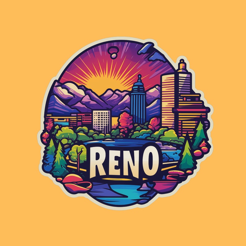 Reno, NV Cityscape Sticker - Etsy