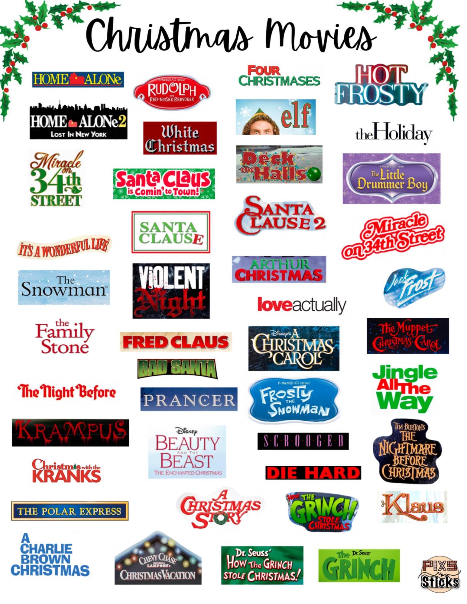 40 Christmas Movie Title Digital Stickers Bundle PNG and Goodnotes File ...