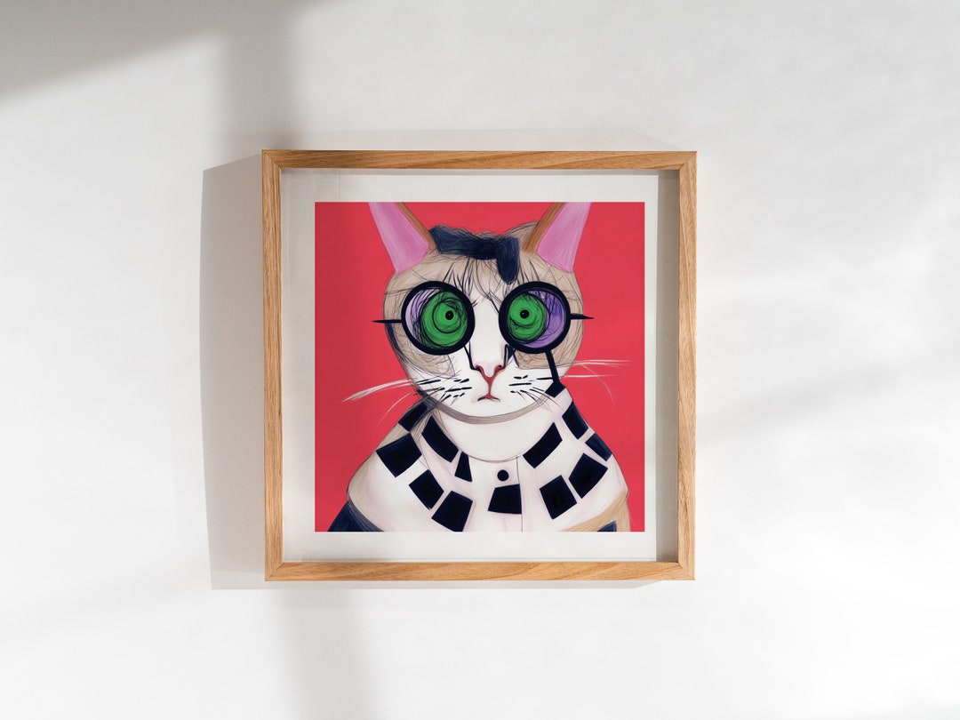 Mrs Teacher Cat Green Eyes Cat Wall & Home Decor for Cat Lovers Digital ...