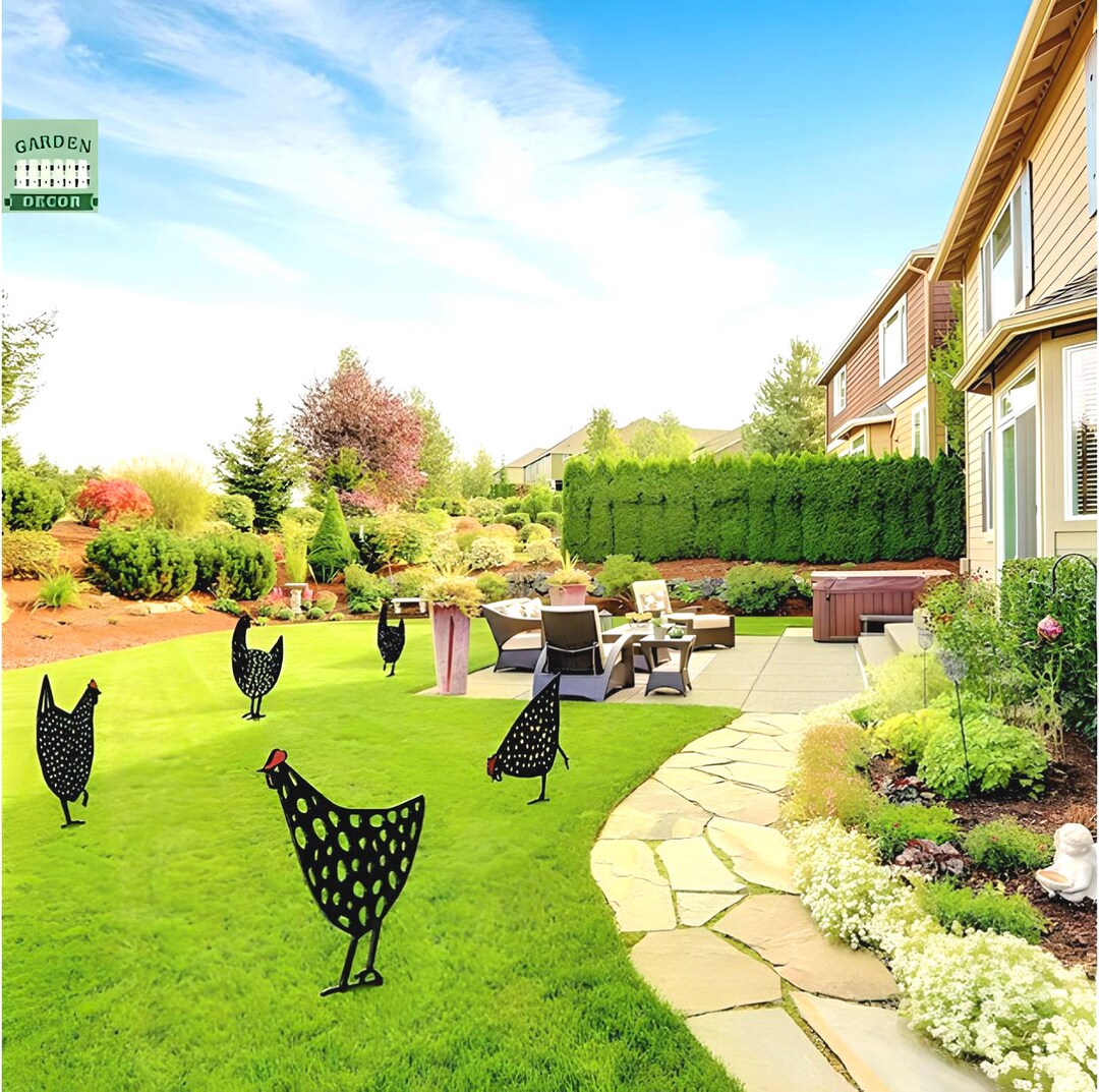 Chicken Yard Art Garden Decor Yard Art Chicken Decor Metal Chicken Art ...