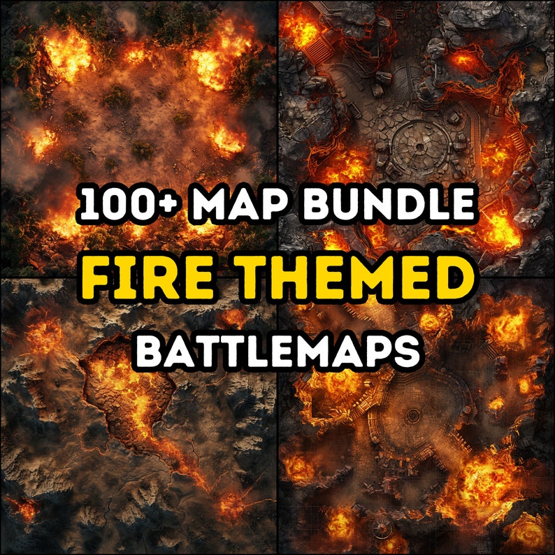 100+ Fire-themed RPG Maps Bundle, Dungeons and Dragons, RPG, Iso, High ...