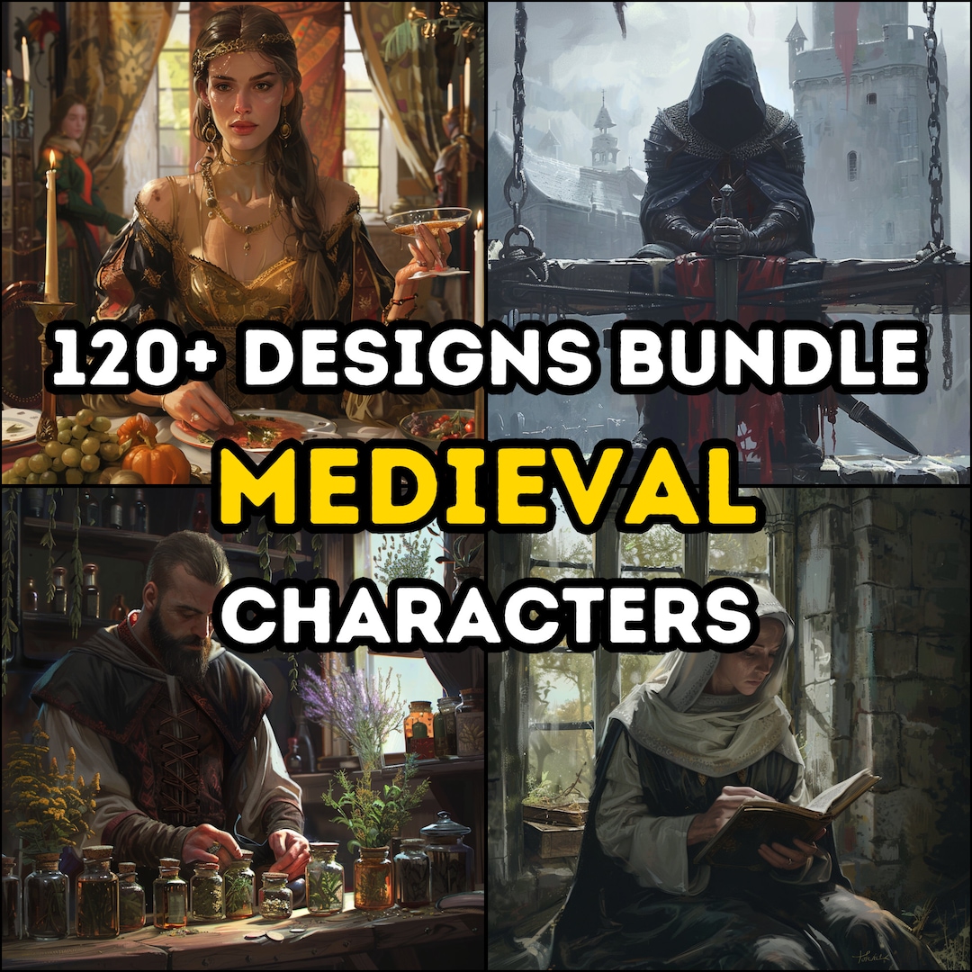 120+ Medieval Character and Villain Collection Design Bundle Pack, Dark ...