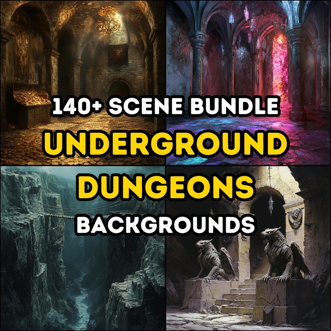 140+ Underground Dungeons Backgrounds & Scenes Bundle, Digital Art ...
