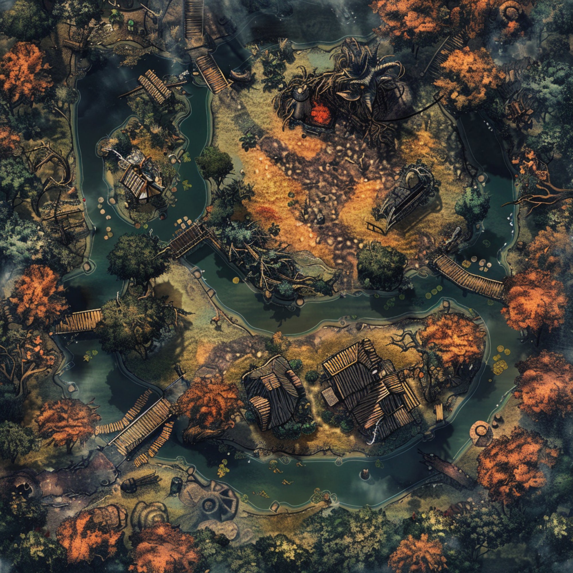 120+ Swamp Themed Battle Maps Bundle, Dungeons and Dragons, Iso, High ...
