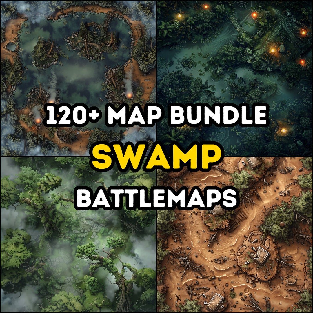 120+ Swamp Themed Battle Maps Bundle, Dungeons and Dragons, Iso, High ...