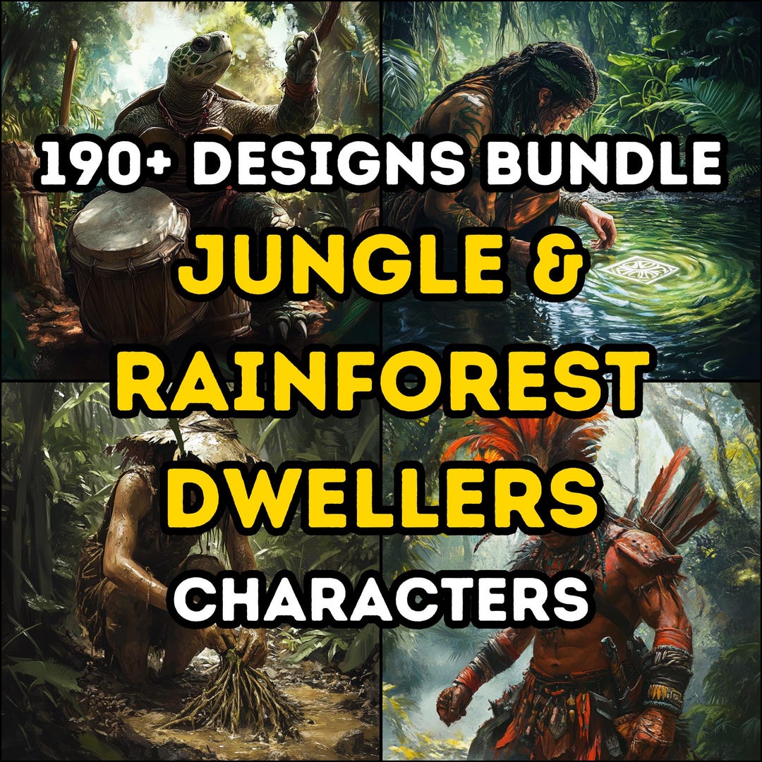 190+ Jungle & Rainforest Dweller Character Design Bundle Pack, Tribal ...