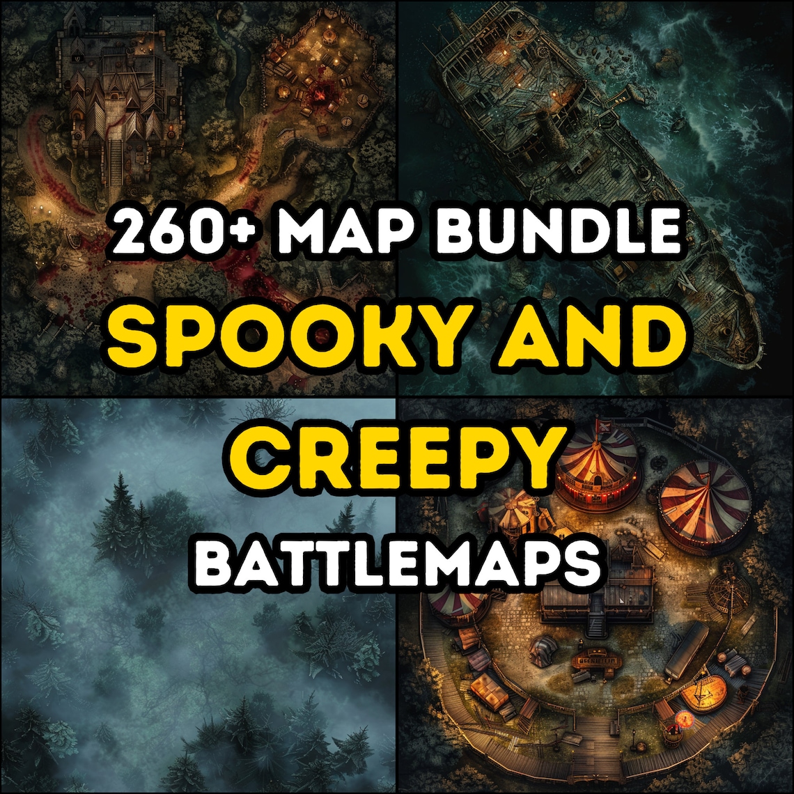 260 Creepy and Spooky RPG Maps Bundle, Dungeons and Dragons, Battlemaps ...