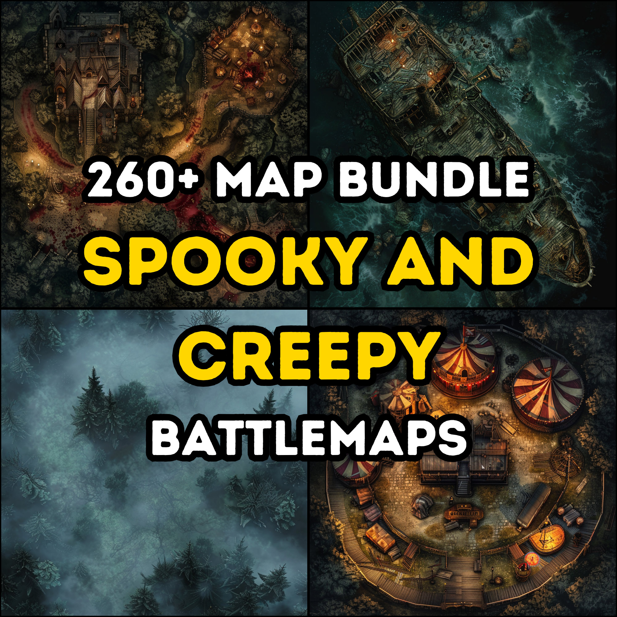 260 Creepy and Spooky RPG Maps Bundle, Dungeons and Dragons, Battlemaps ...