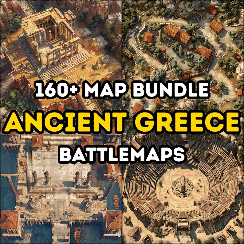 160+ Ancient Greece Themed RPG Maps Bundle, Dungeons and Dragons, RPG ...