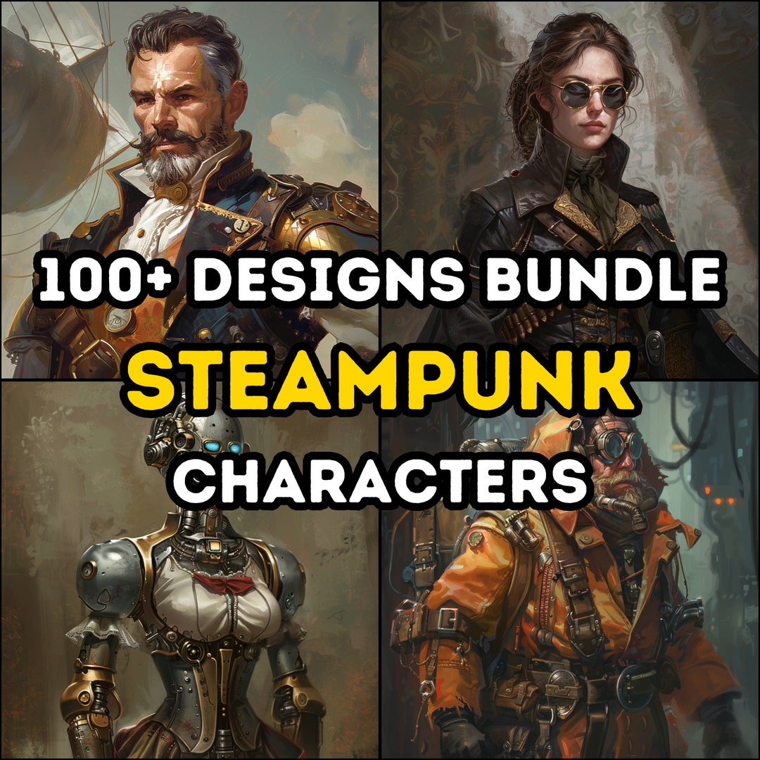 100+ Steampunk Character and Villain Collection Design Bundle Pack ...