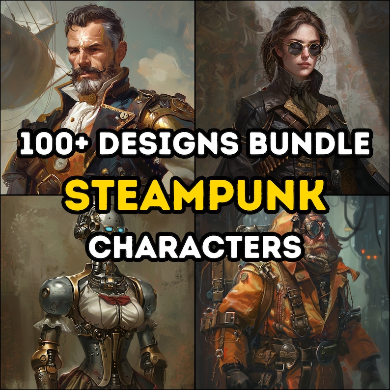 100+ Steampunk Character and Villain Collection Design Bundle Pack ...