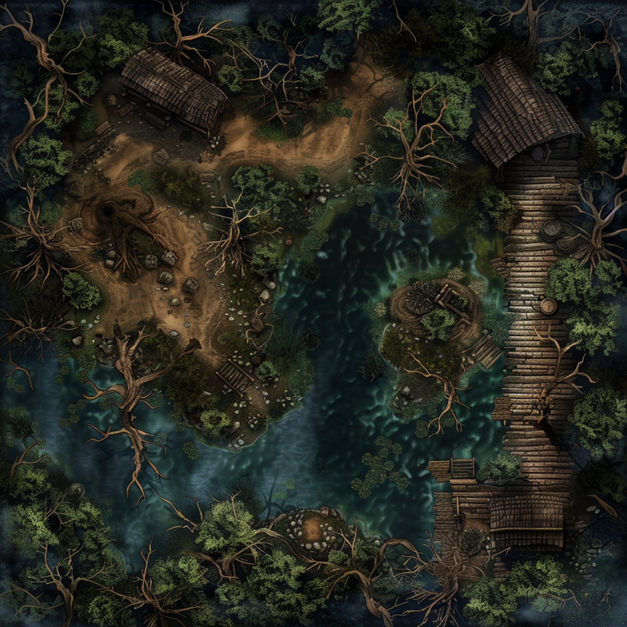 120+ Swamp Themed Battle Maps Bundle, Dungeons and Dragons, Iso, High ...