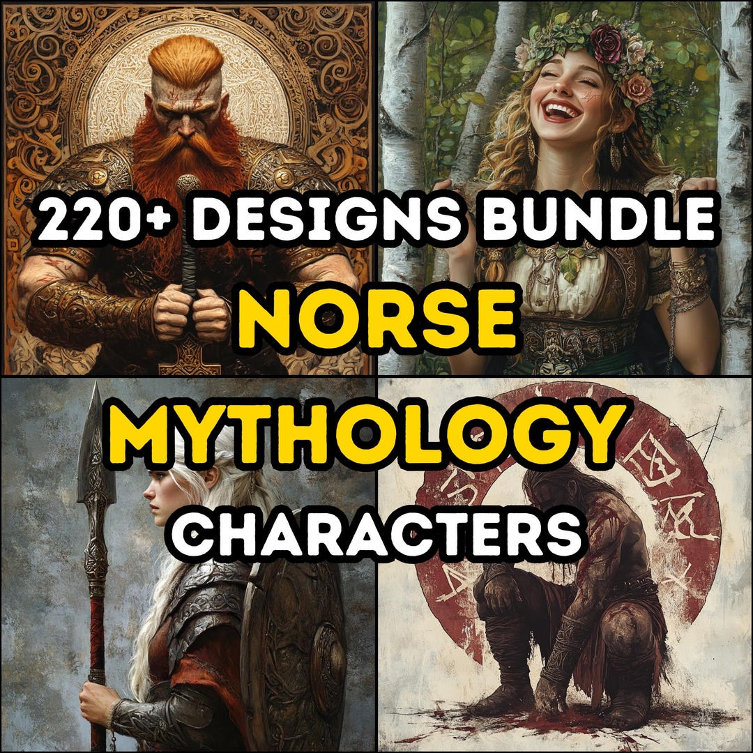 220+ Norse Mythology Character Design Bundle Pack, Viking Gods ...