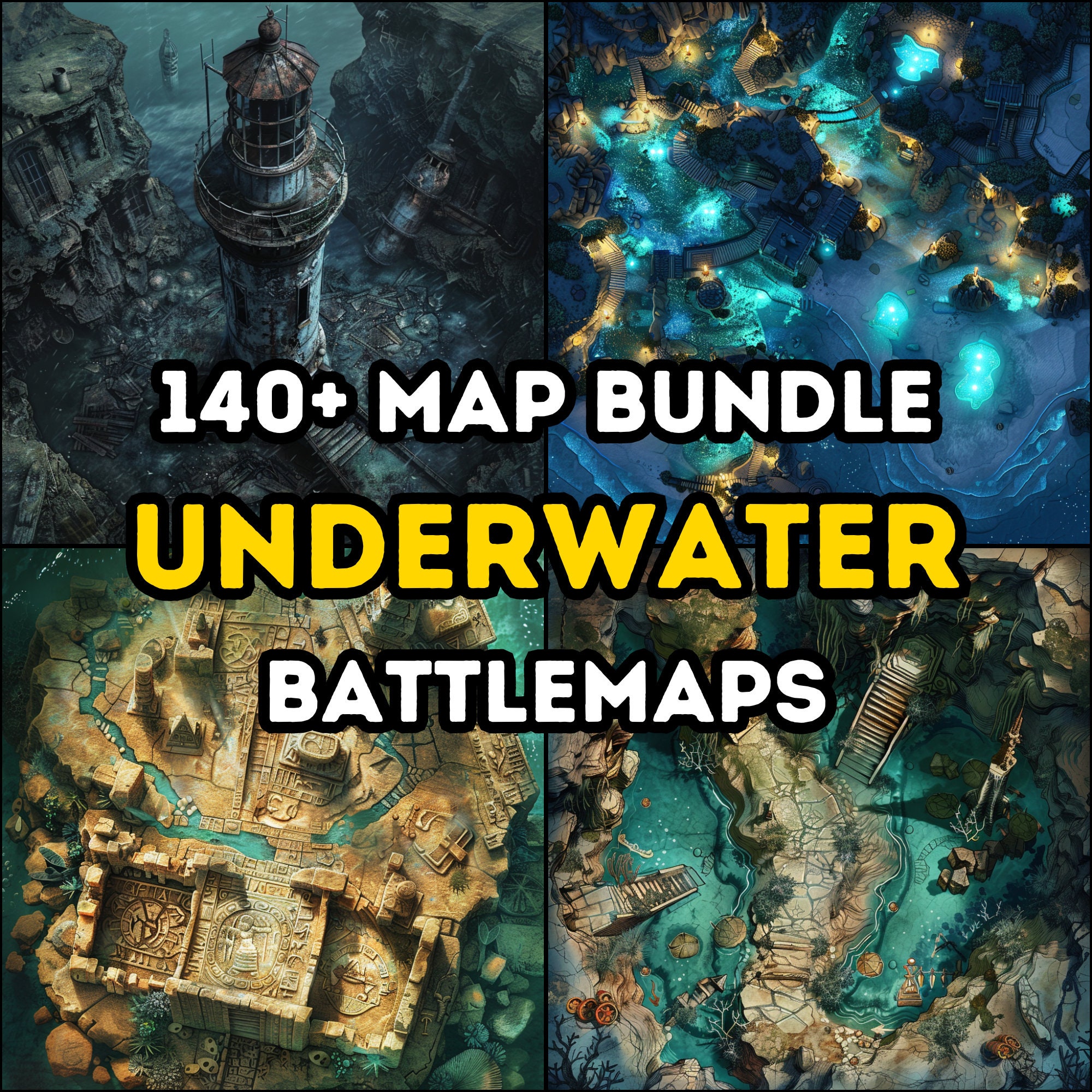 140+ Underwater and Water Themed RPG Maps Bundle, Dungeons and Dragons ...