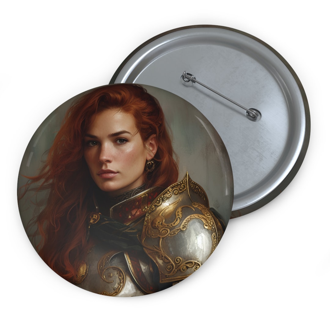 Female Knight Pin Button, RPG Character Accessory, Fantasy Themed ...