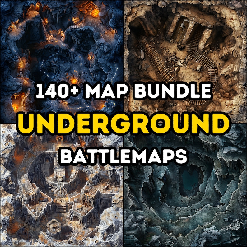 140+ Underground Dungeons RPG Battle Maps Bundle, Dungeons and Dragons ...