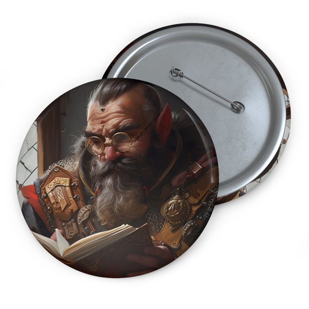 Dwarf Sorcerer Pin Button, RPG Character Accessory, Fantasy Themed ...