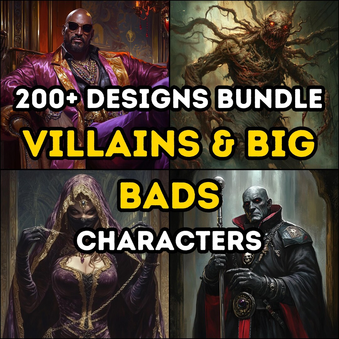 200+ Villains & Big Bads Character Design Bundle Pack, Fantasy ...