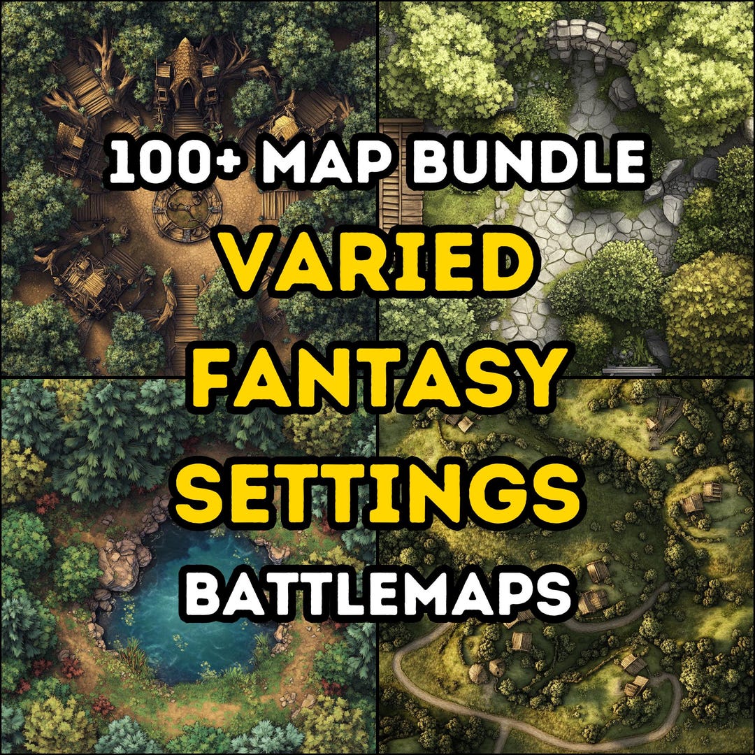 100+ Fantasy Battlemap Bundle, RPG Battle Grids, D&D, Tabletop Maps ...