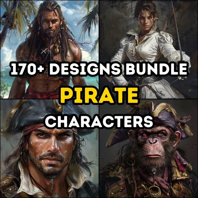 170+ Pirate Character Bundle Design Pack, High Seas Adventure, DND RPG ...