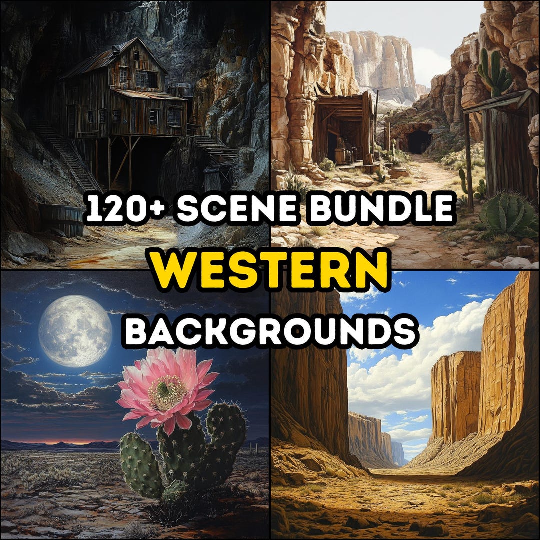 120+ Western Backgrounds & Scenes Bundle, Digital Art, High Detail ...