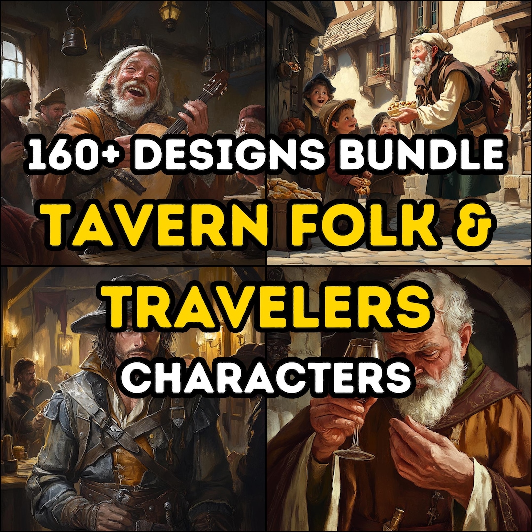 160+ Tavern Folk & Traveler Character Design Bundle Pack, DND NPC ...