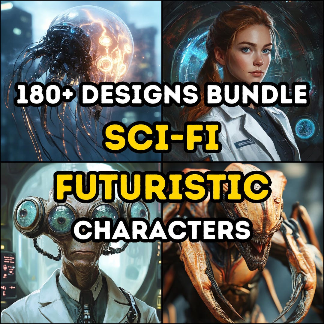 180+ Sci-fi Futuristic Character Design Bundle, Digital Art, Robots ...