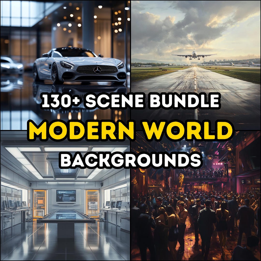 130 Modern World Backgrounds & Scenes Bundle, Digital Art, Urban ...