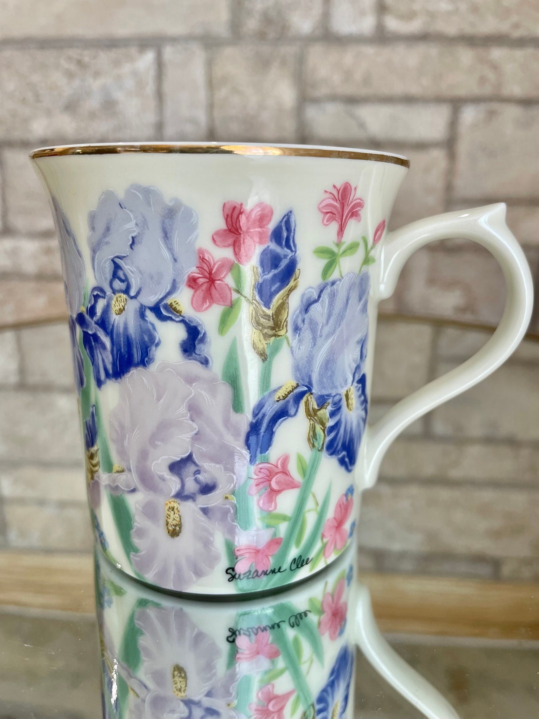 Lenox 1995 Suzanne Clee Iris Flower Blossom 3.5 Fine Porcelain Gold ...