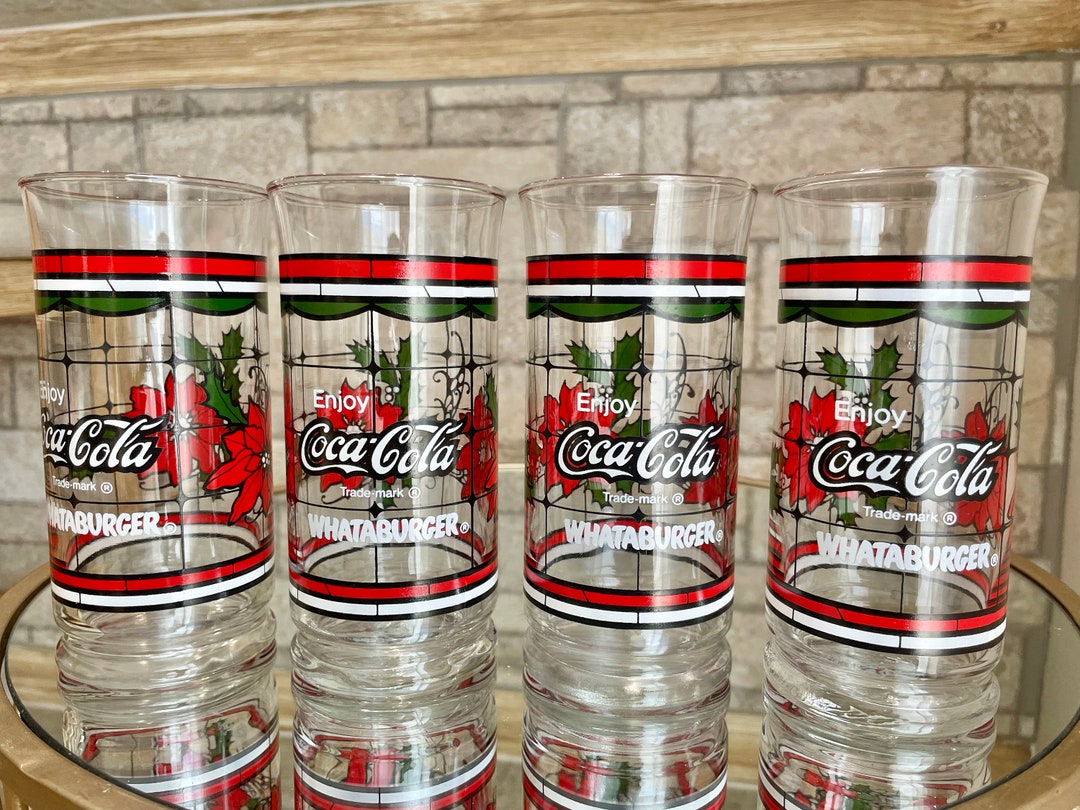 Coca Cola Coke (4) Drinking Glasses Whataburger Christmas Holiday Poinsettia VTG - Etsy
