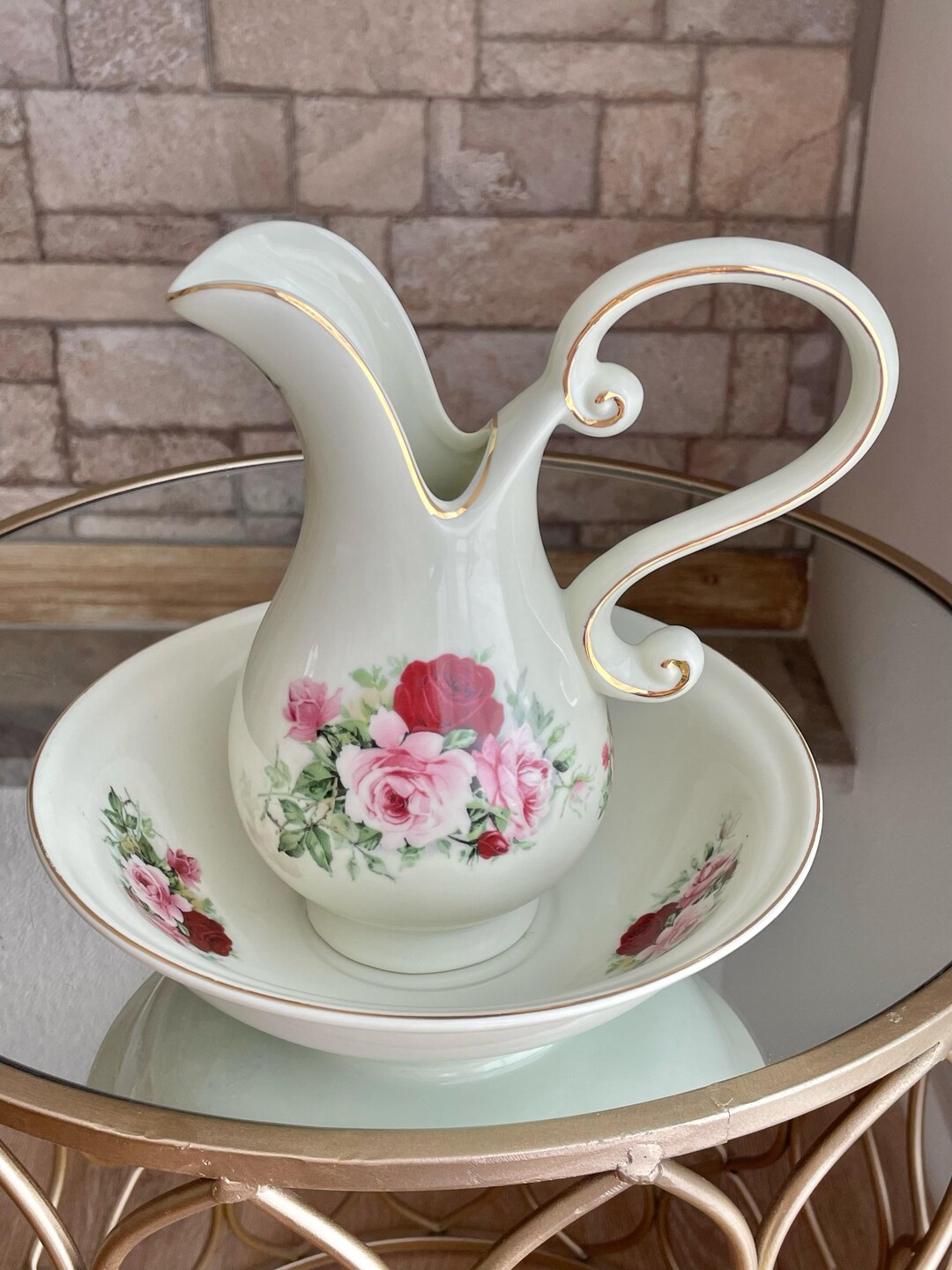 Formalities by Baum Bros 7" Water Pitcher & Basin Set Vintage Porcelain ...