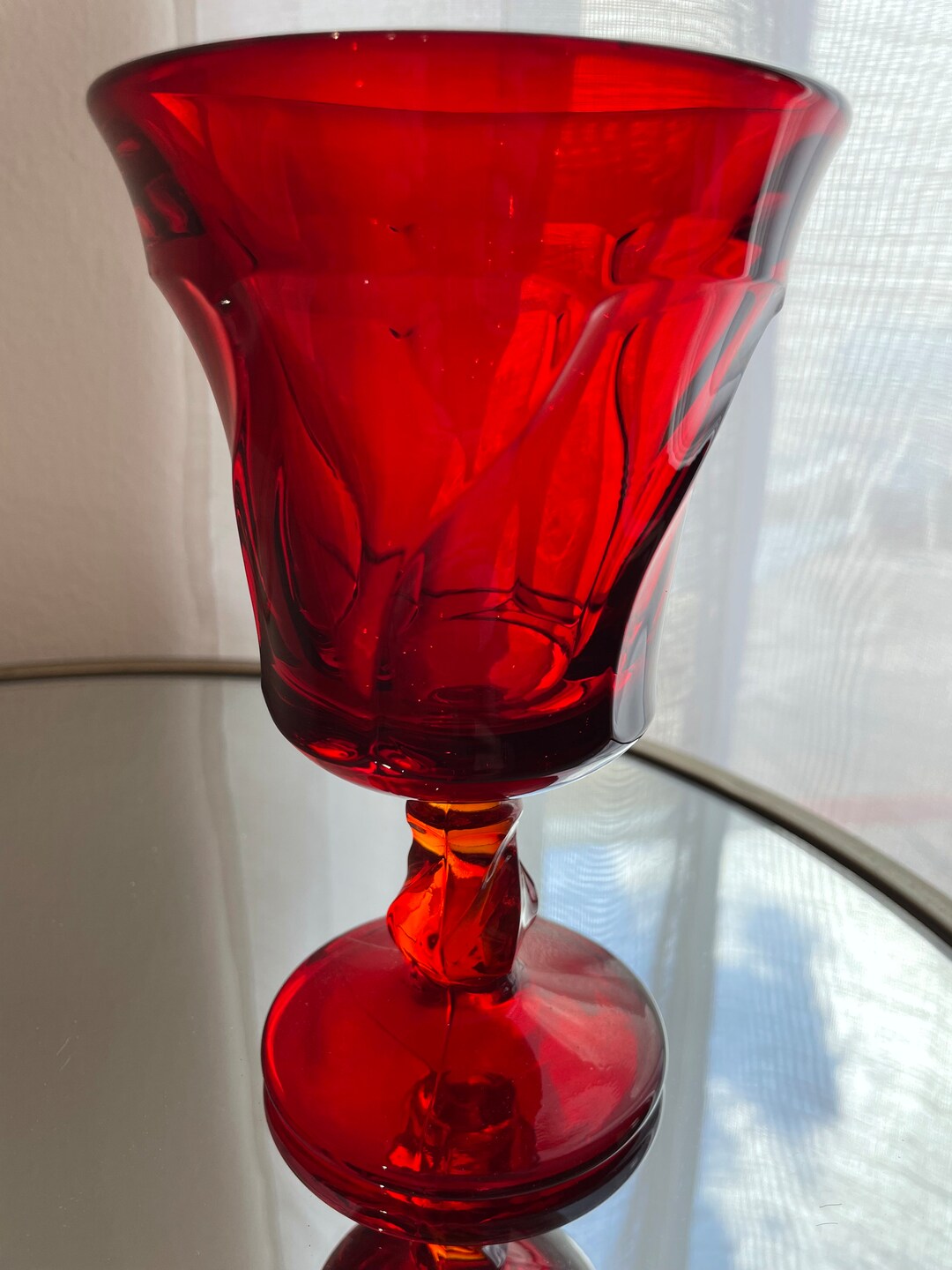 Fostoria Vintage Jamestown Ruby Red Swirl Pattern Pedestal/ Footed ...
