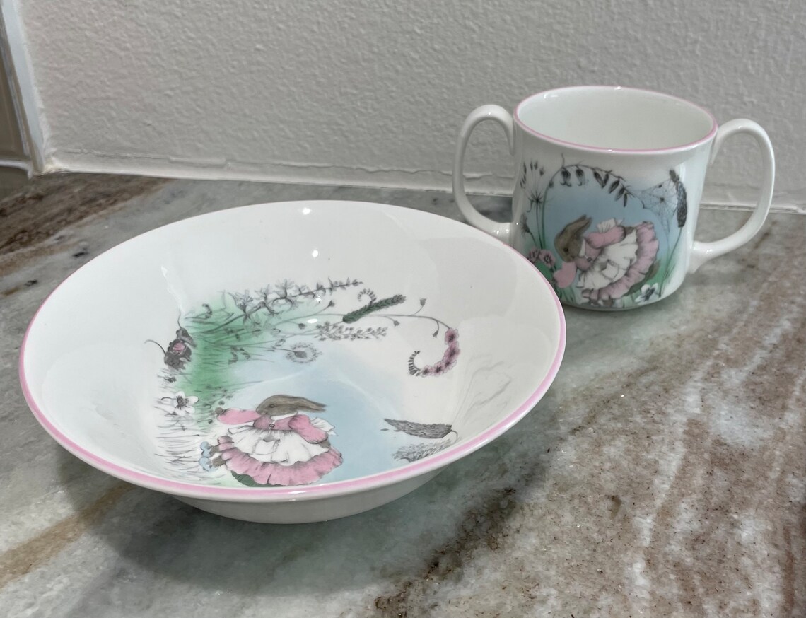 Elizabethan Mrs. Rabbit Vintage Matching Cup & Bowl Childs Set - Etsy