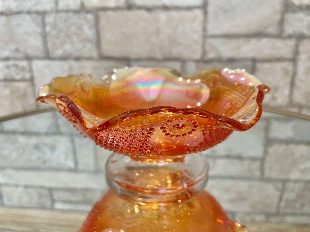 Fenton 1960's Beaded Moon & Stars Marigold Carnival Art Glass 5 ...