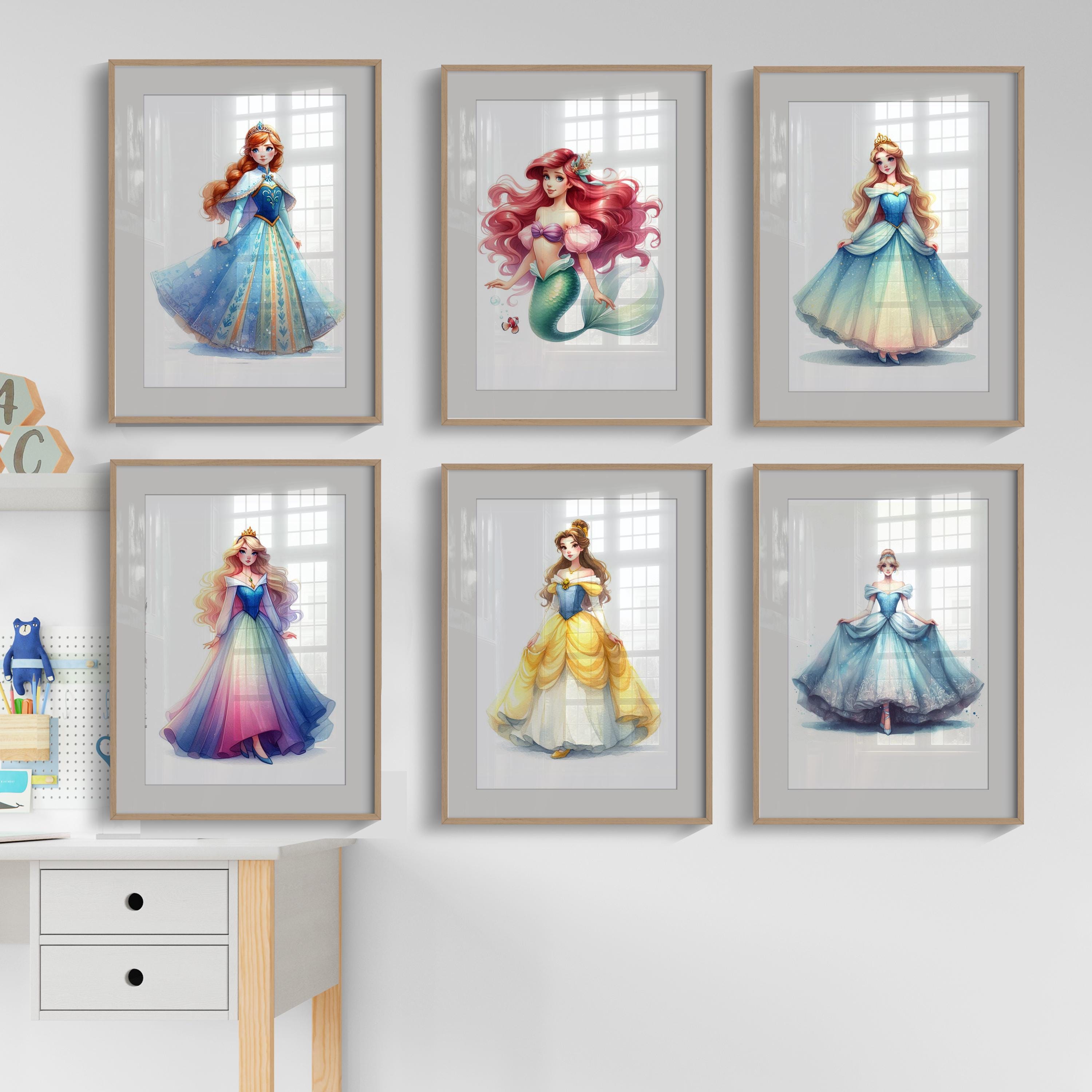 Set of 6 Digital Princess Inspired Nursery Wall Art, Set of 6 Prints ...