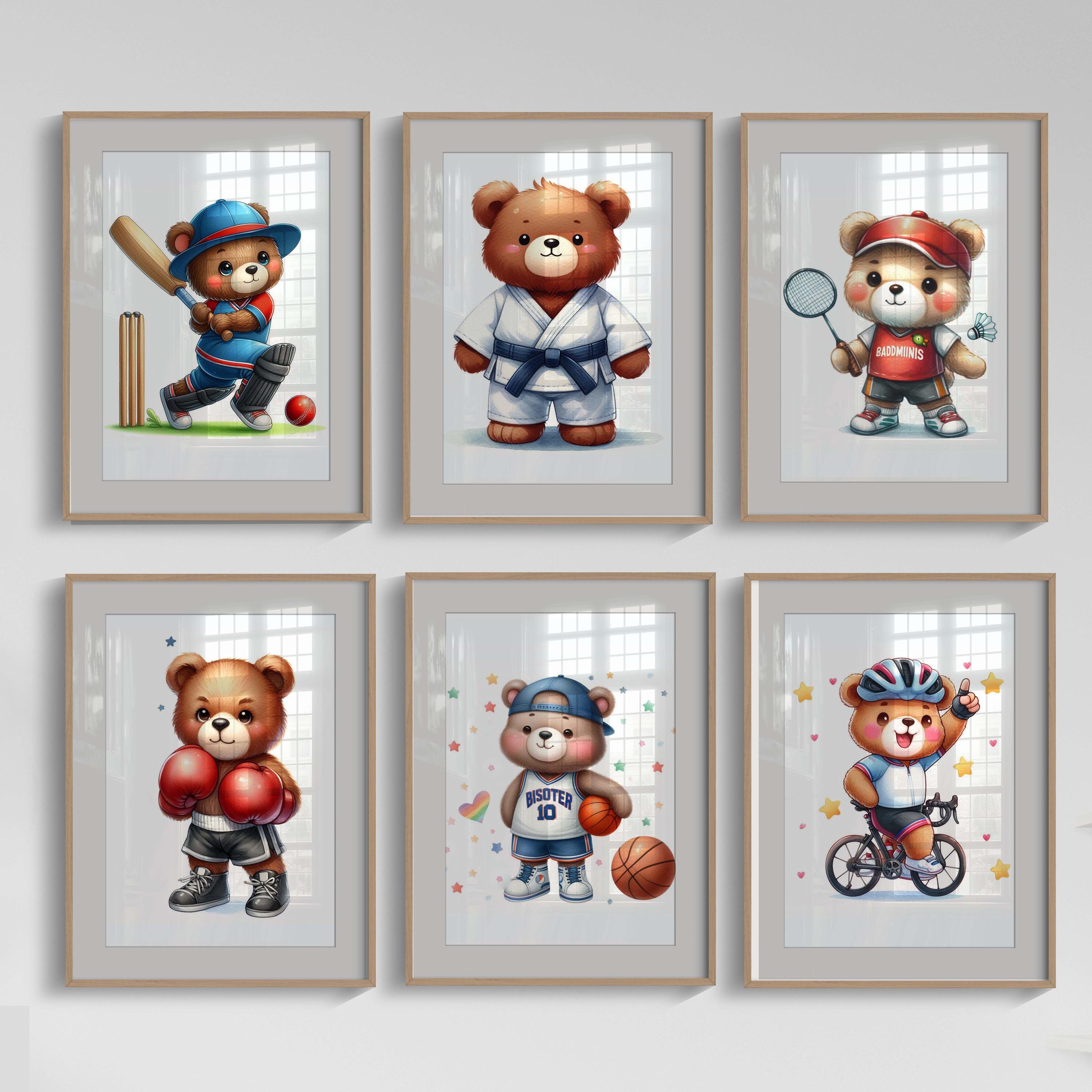 Basketball Bear, Sports Bear Animals, Nursery Boys Wall Art, Teddy Bear ...