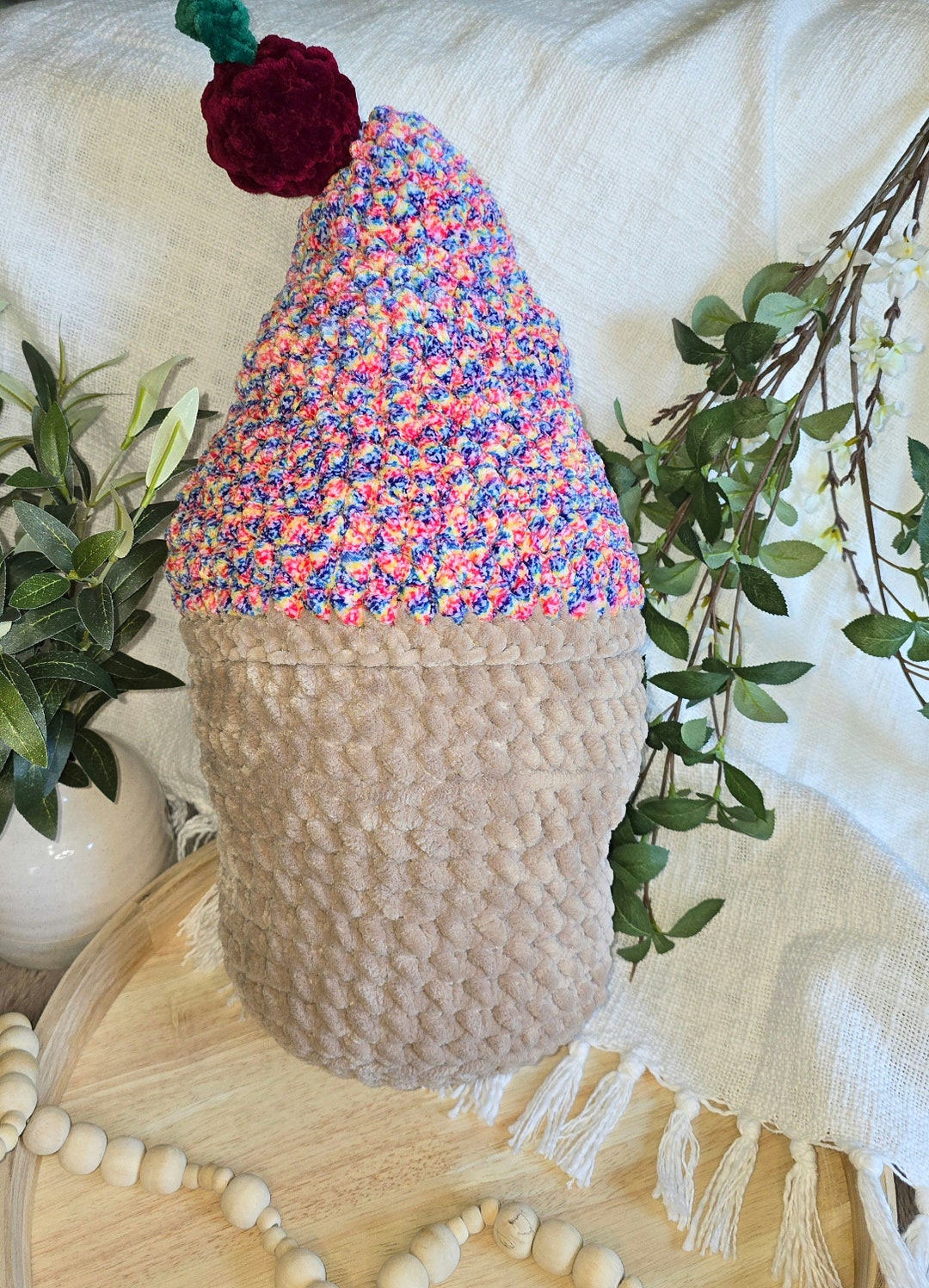 Jumbo Ice Cream Cone Crochet Plushie - Etsy