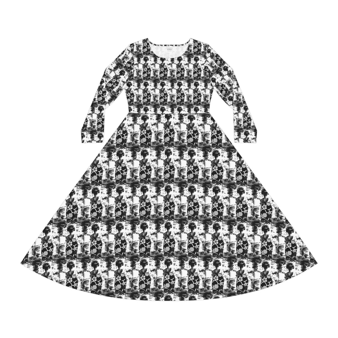 Elegant Long Sleeve Dance Dress for Women | Flowy Ballroom Tango Salsa ...