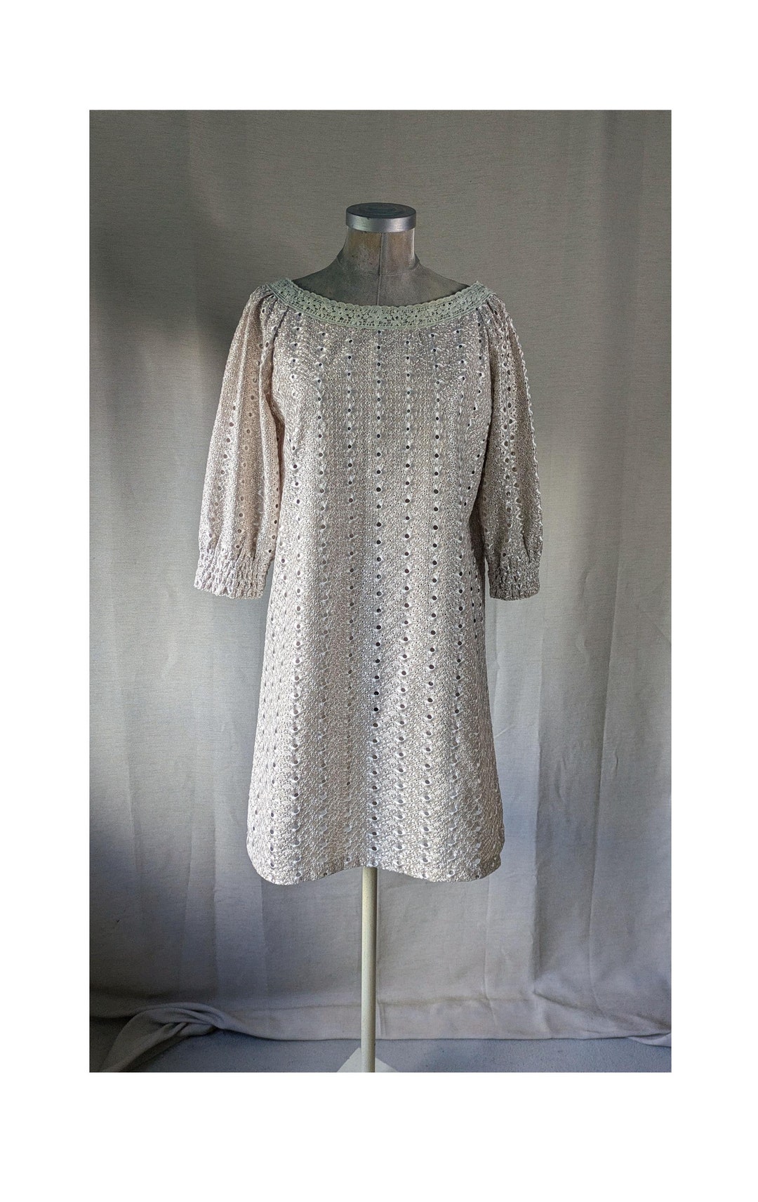 Chic by Tantra | Perforated Dress | Floral Lace Collar | Size Large ...