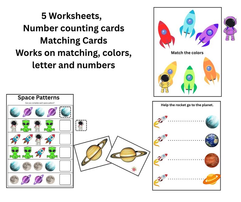 Space Themed Morning Basket, Printable, Fine Motor Worksheets, - Etsy